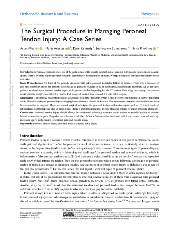 (PDF) The Surgical Procedure in Managing Peroneal Tendon Injury: A Case ...