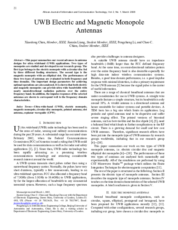(PDF) UWB Electric and Magnetic Monopole Antennas