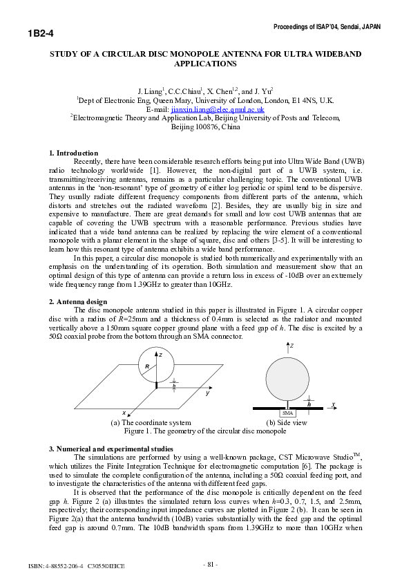 (PDF) Study of CPW-fed circular disc monopole antenna for ultra wideband applications