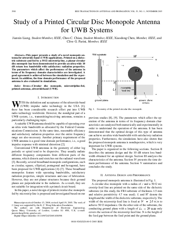 (PDF) Study of a printed circular disc monopole antenna for UWB systems