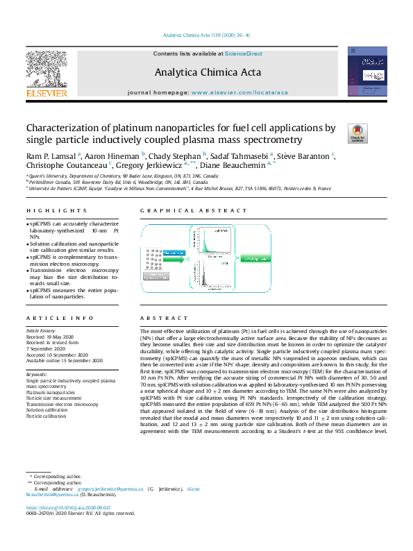 (PDF) Characterization of platinum nanoparticles for fuel cell ...