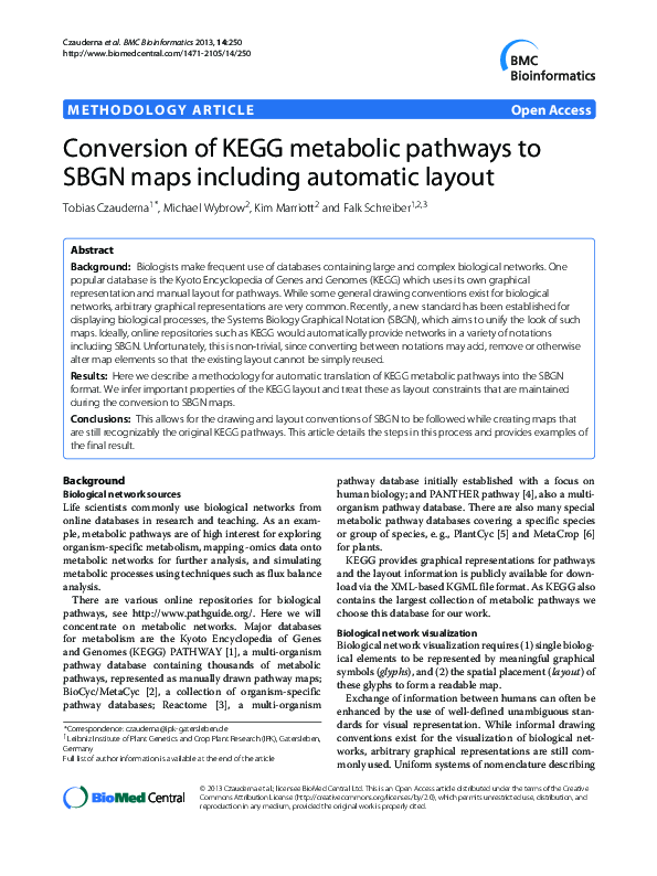 (PDF) Conversion of KEGG metabolic pathways to SBGN maps including ...