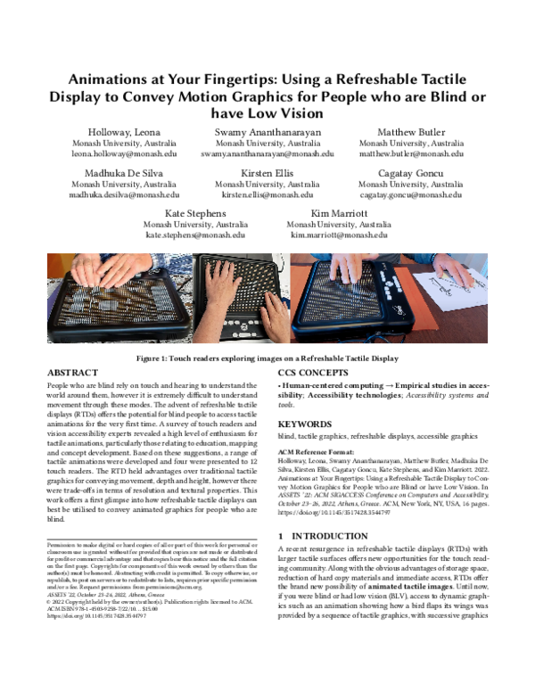 (PDF) Animations at Your Fingertips: Using a Refreshable Tactile ...