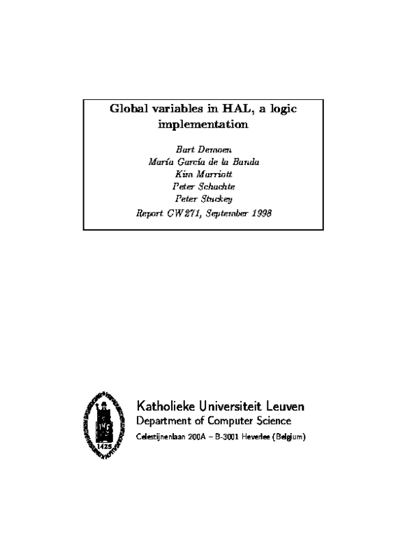 (PDF) Global variables in HAL, a logic implementation