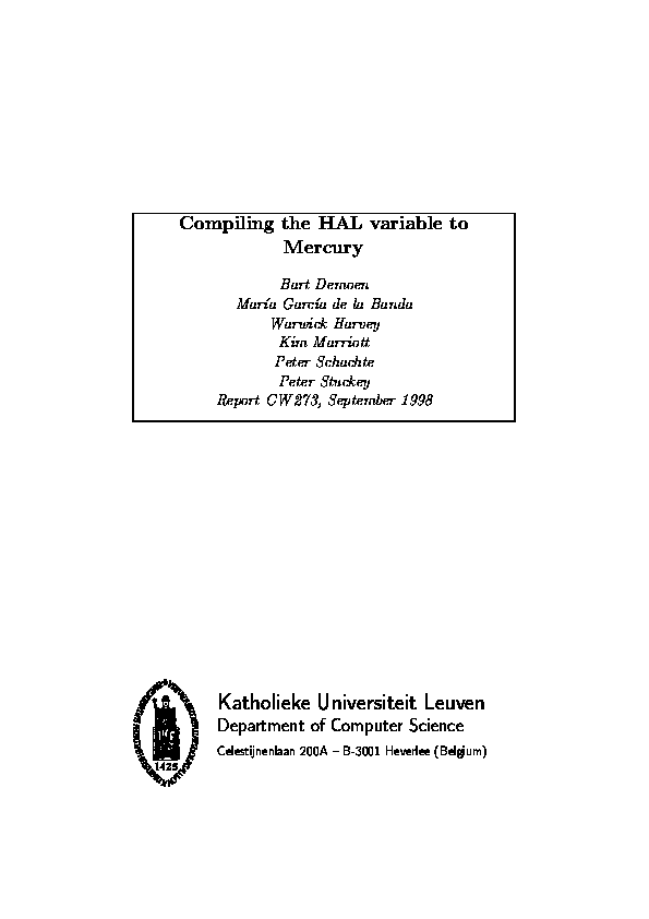 (PDF) Compiling the HAL variable to Mercury