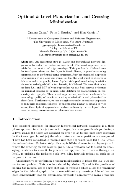 (PDF) Optimal k-Level Planarization and Crossing Minimization