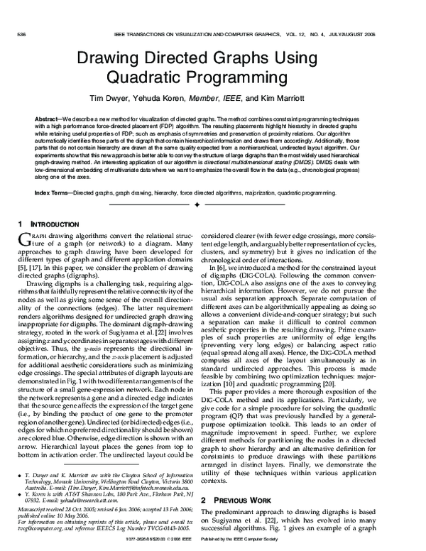 (PDF) Drawing directed graphs using quadratic programming (PDF) Drawing directed graphs using quadratic programming