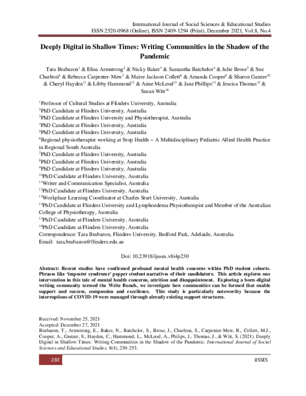 (PDF) Deeply Digital in Shallow Times: Writing Communities in the ...