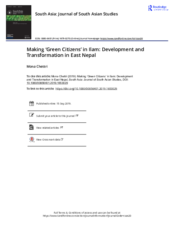 (PDF) Making ‘Green Citizens’ in Ilam: Development and Transformation in East Nepal