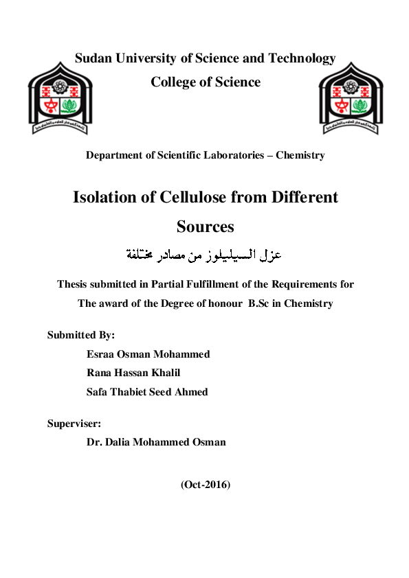 (PDF) Isolation of Cellulose from Different Sources