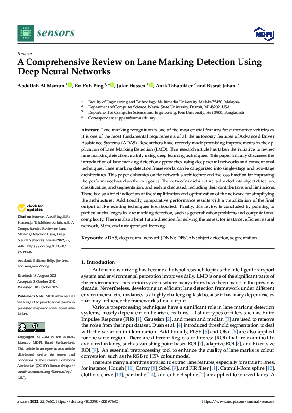 Pdf A Comprehensive Review On Lane Marking Detection Using Deep Neural Networks