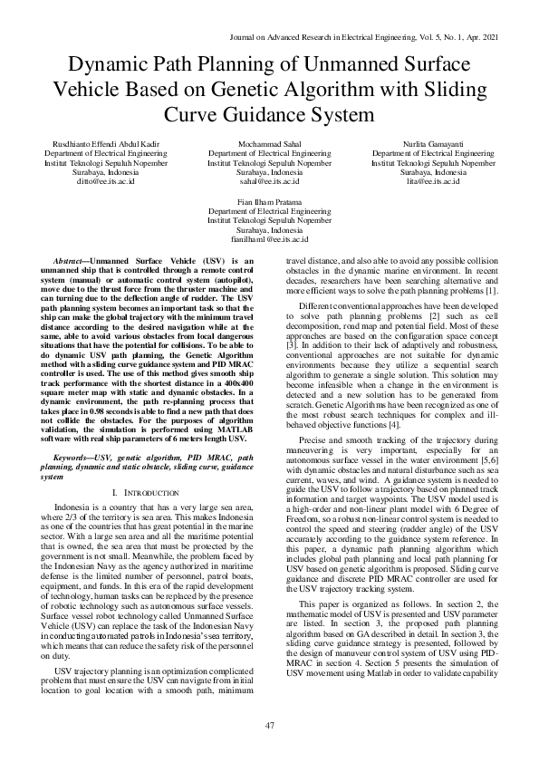 (PDF) Dynamic Path Planning Of Unmanned Surface Vehicle Based On Genetic Algorithm With Sliding ...