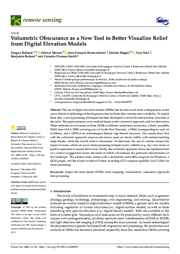 (PDF) Volumetric Obscurance as a New Tool to Better Visualize Relief ...