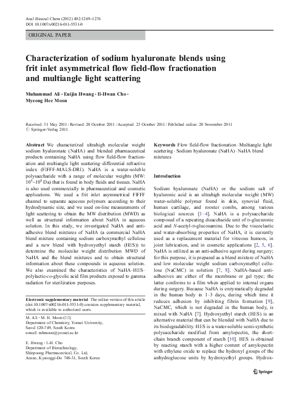 (PDF) Characterization of sodium hyaluronate blends using frit inlet ...
