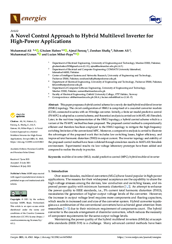 (PDF) A Novel Control Approach to Hybrid Multilevel Inverter for High-Power Applications