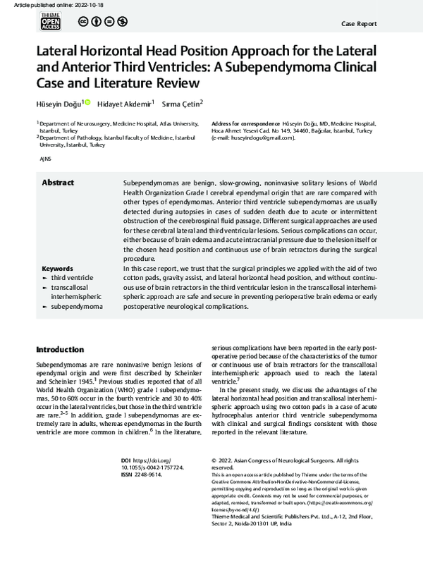 (PDF) Lateral Horizontal Head Position Approach for the Lateral and ...