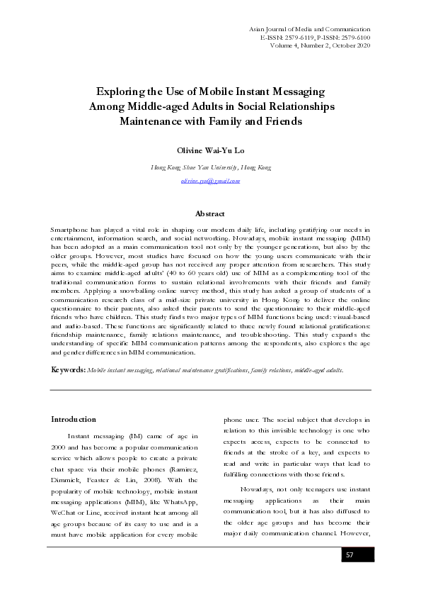 (PDF) Exploring the Use of Mobile Instant Messaging Among Middle-aged Adults in Social ...