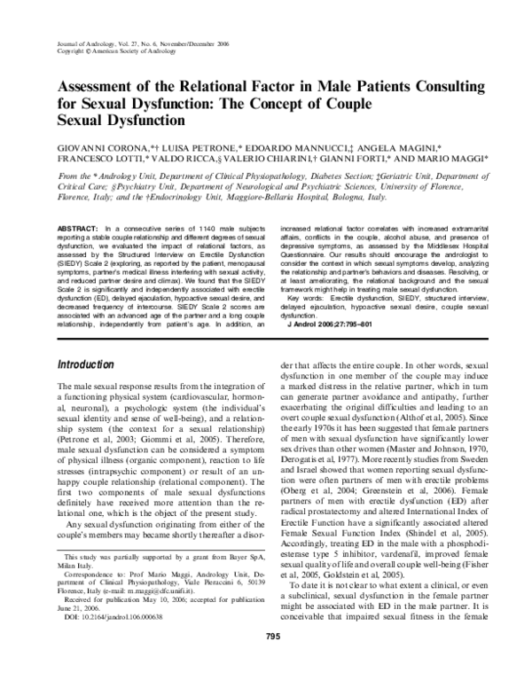 (PDF) Assessment of the Relational Factor in Male Patients Consulting ...