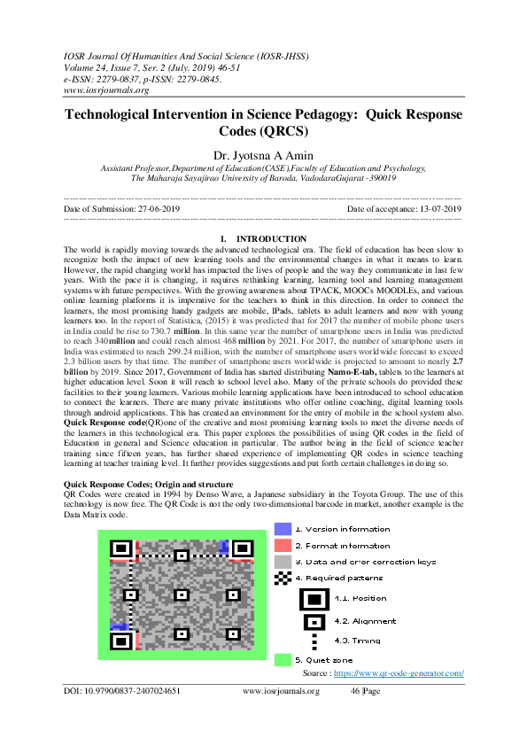 (PDF) Technological Intervention in Science Pedagogy: Quick Response ...