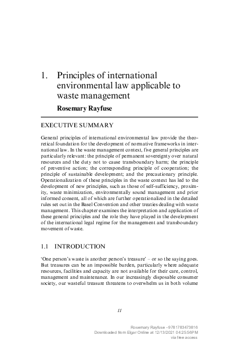 (PDF) Principles of international environmental law applicable to waste ...