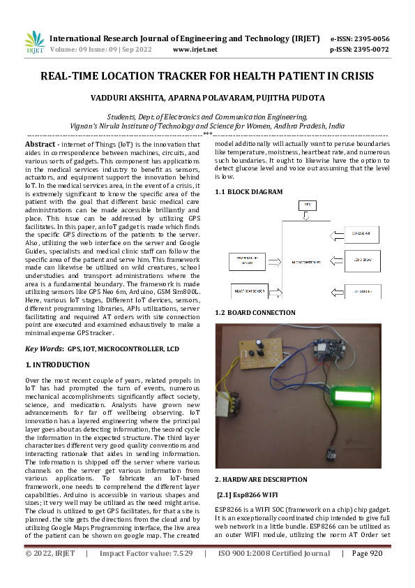 (PDF) REAL-TIME LOCATION TRACKER FOR HEALTH PATIENT IN CRISIS