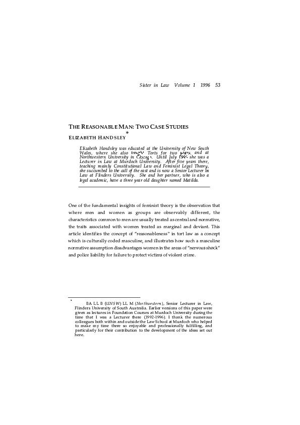(PDF) The reasonable man: Two case studies