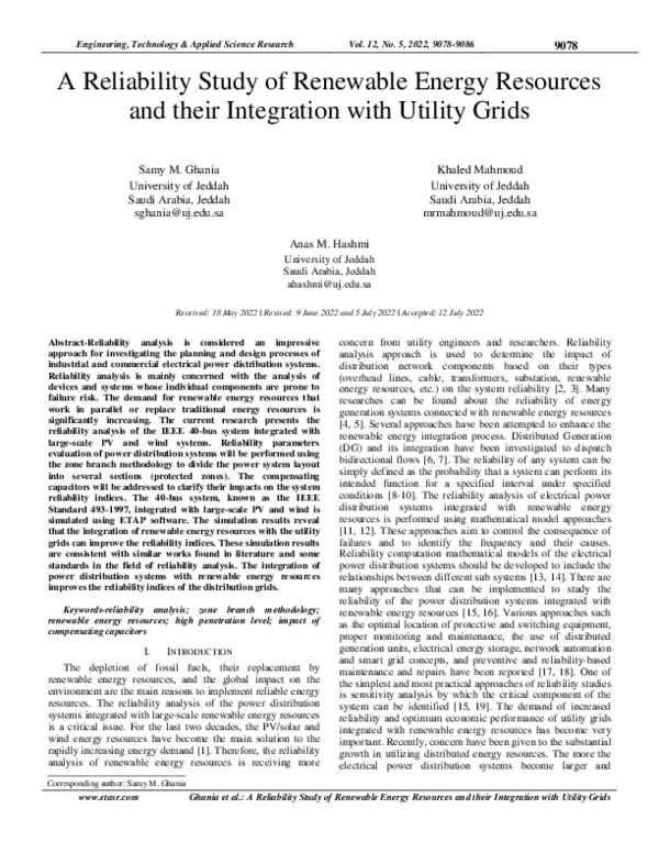 (PDF) Α Reliability Study of Renewable Energy Resources and their ...