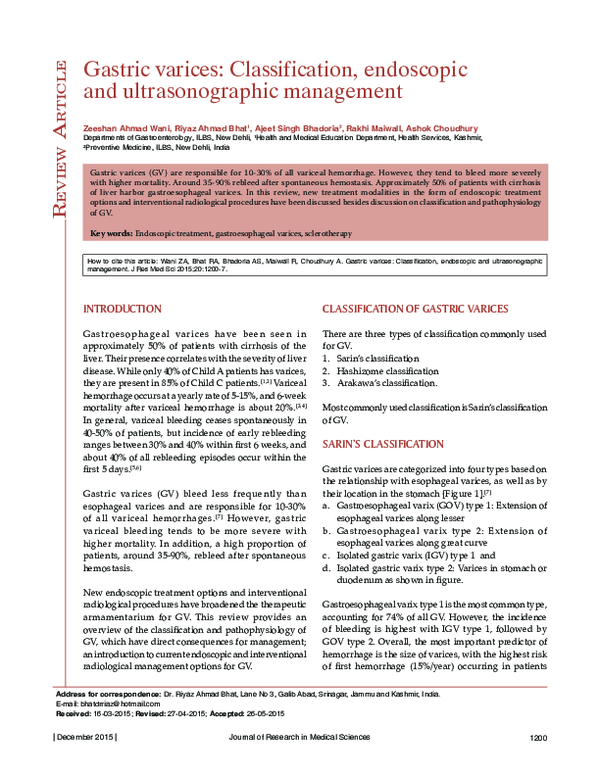 (PDF) Gastric varices: Classification, endoscopic and ultrasonographic ...