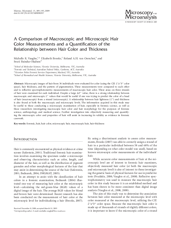 (PDF) A Comparison of Macroscopic and Microscopic Hair Color ...