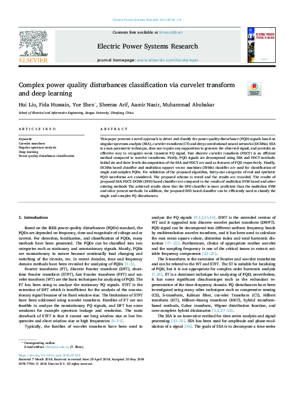 Pdf Complex Power Quality Disturbances Classification Via Curvelet Transform And Deep Learning 