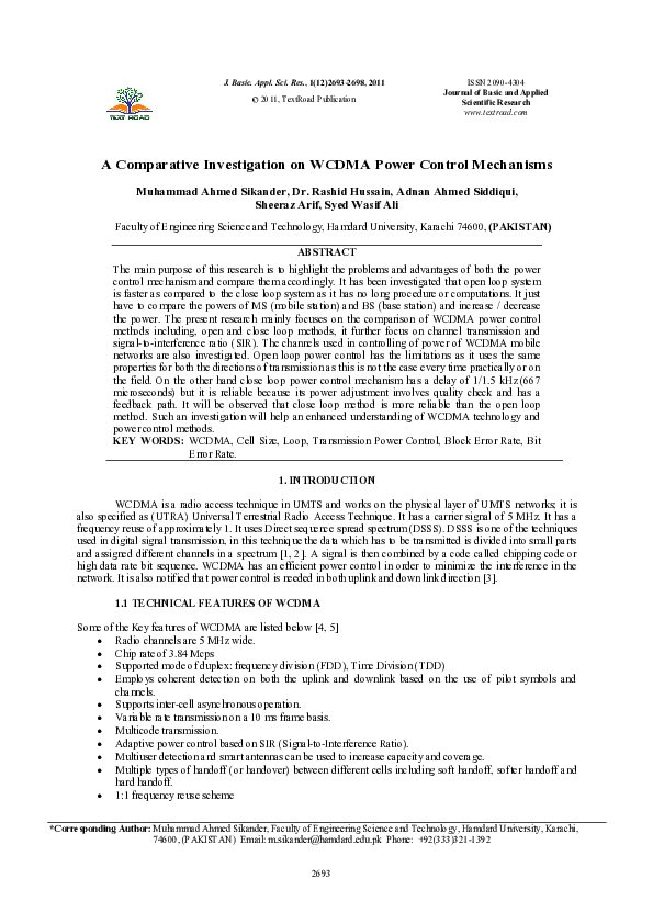 (PDF) A Comparative Investigation on WCDMA Power Control Mechanisms