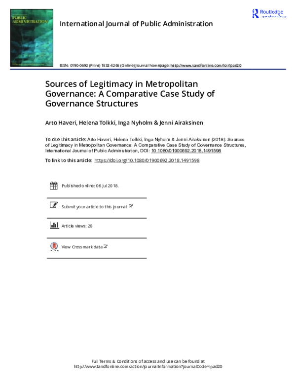(PDF) Sources of Legitimacy in Metropolitan Governance: A Comparative ...