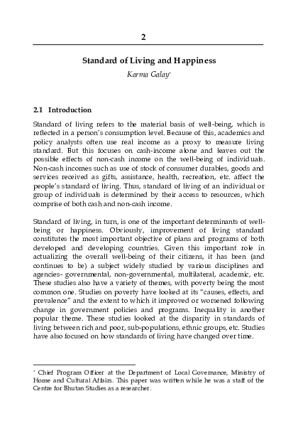 (PDF) 2 Standard of Living and Happiness