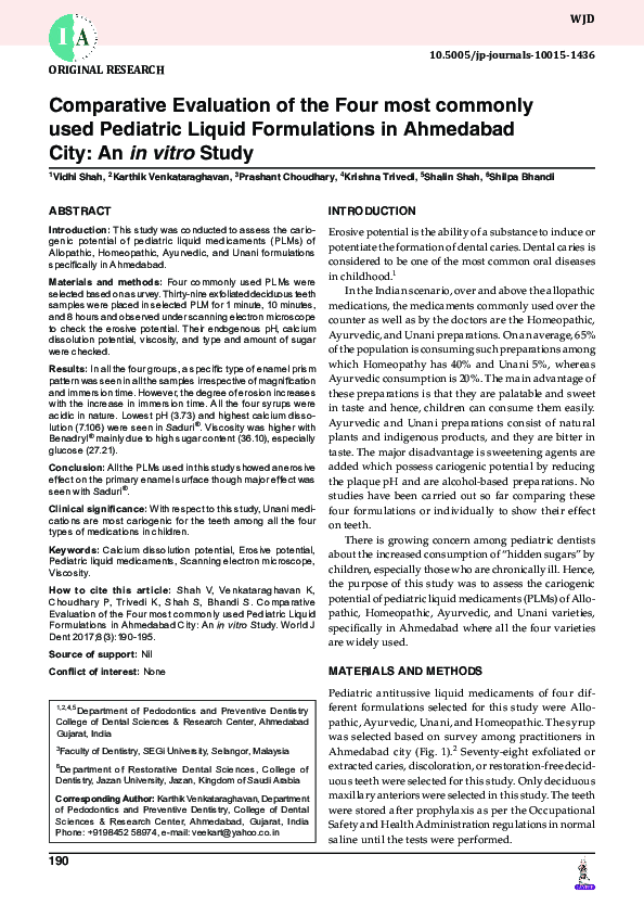 (PDF) Comparative Evaluation of the Four most commonly used Pediatric ...