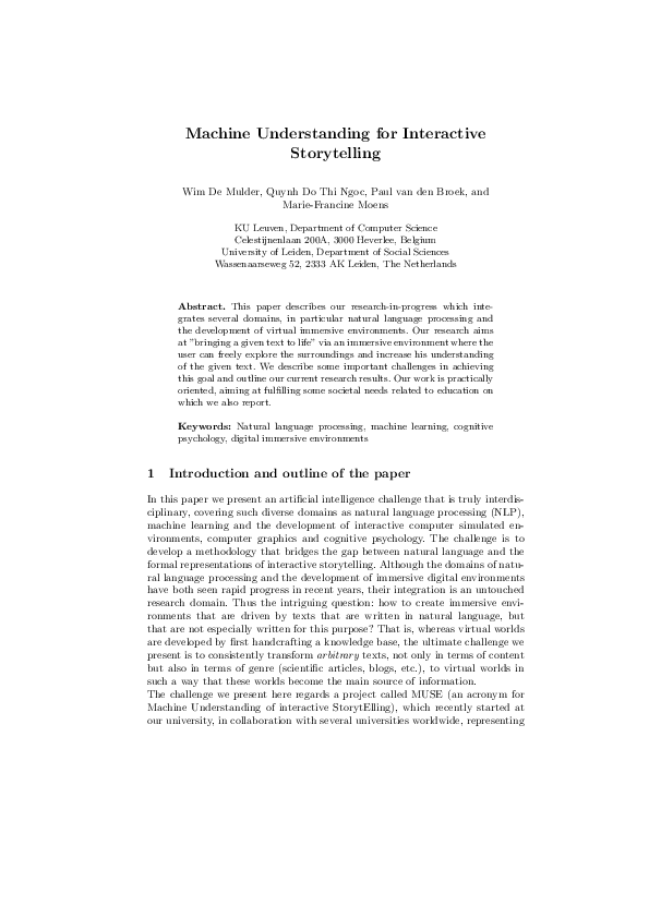 (PDF) Machine understanding for interactive storytelling