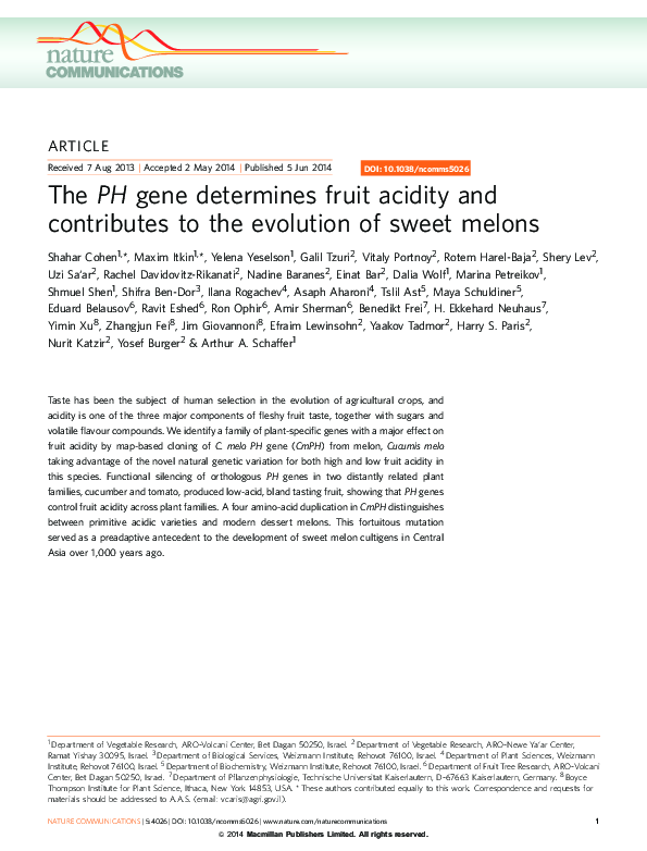 (PDF) The PH gene determines fruit acidity and contributes to the ...