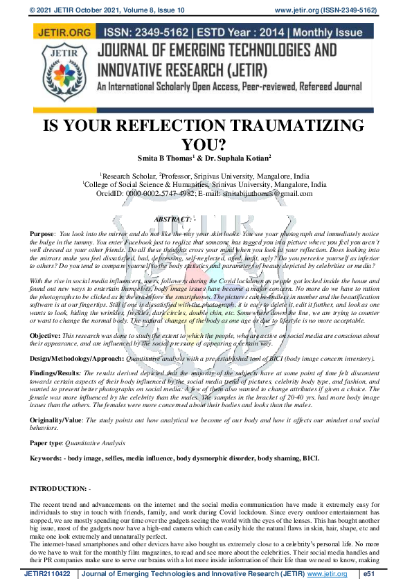 (PDF) Is Your Reflection Traumatizing You