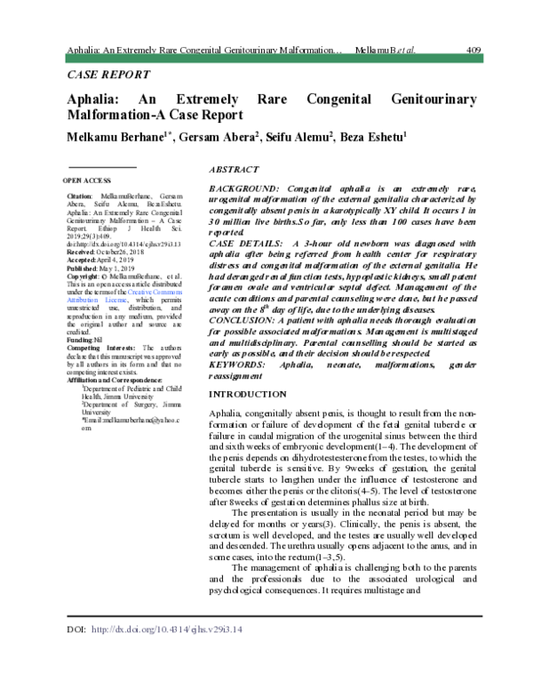 (PDF) Aphalia: An Extremely Rare Congenital Genitourinary Malformation ...