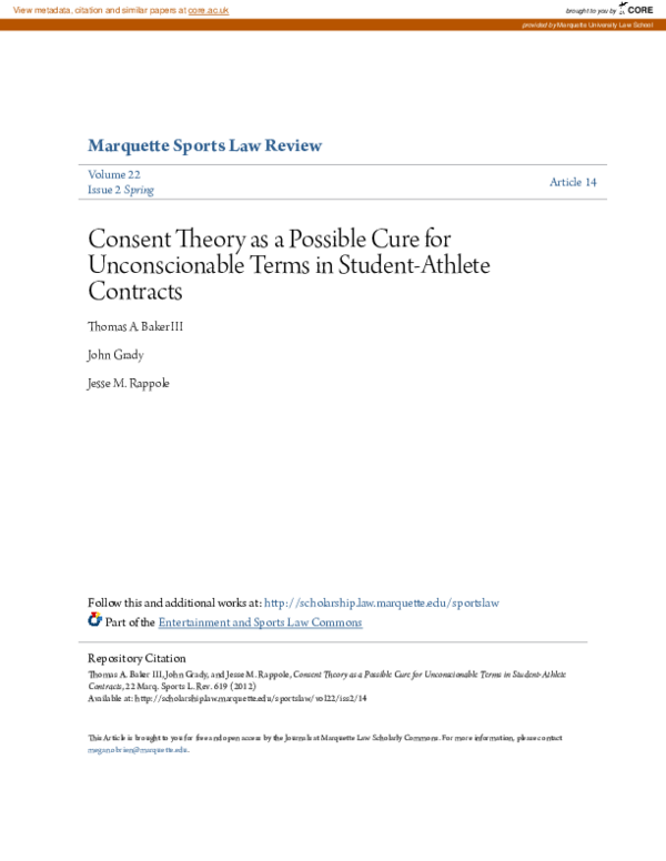 (PDF) Consent Theory as a Possible Cure for Unconscionable Terms in ...