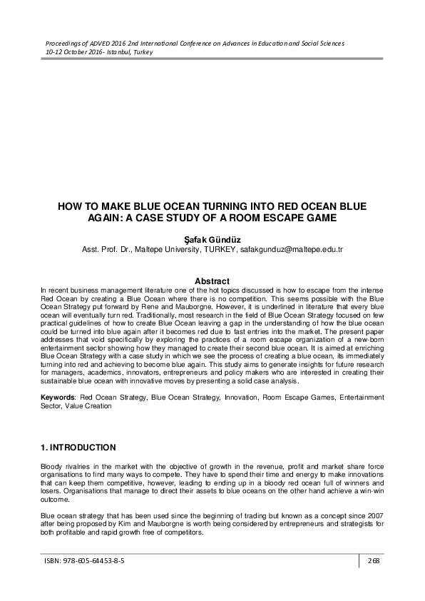 (PDF) How to Make Blue Ocean Turning Into Red Ocean Blue Again: A Case ...