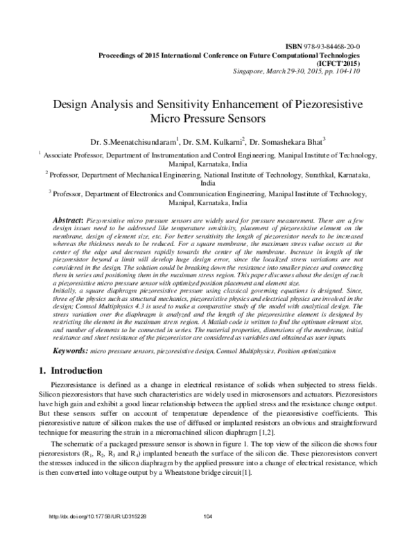 (PDF) Design Analysis and Sensitivity Enhancement of Piezoresistive ...