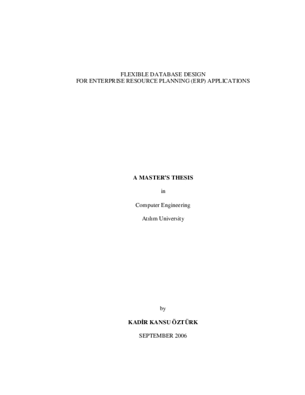 Pdf Flexible Database Design For Enterprise Resource Planning Erp Applications