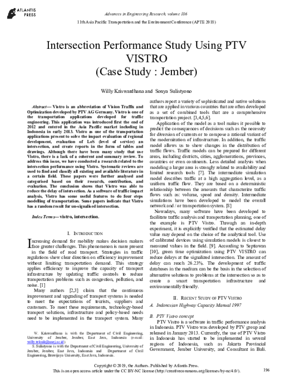 (PDF) Intersection Performance Study Using PTV VISTRO (Case Study : Jember)