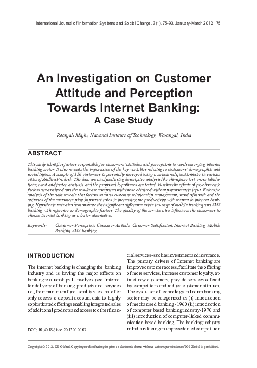 (PDF) An Investigation on Customer Attitude and Perception towards Internet Banking