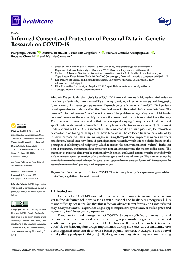 (PDF) Informed Consent and Protection of Personal Data in Genetic ...