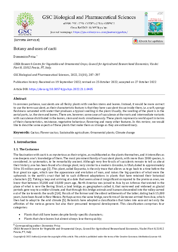 (PDF) Botany and uses of cacti