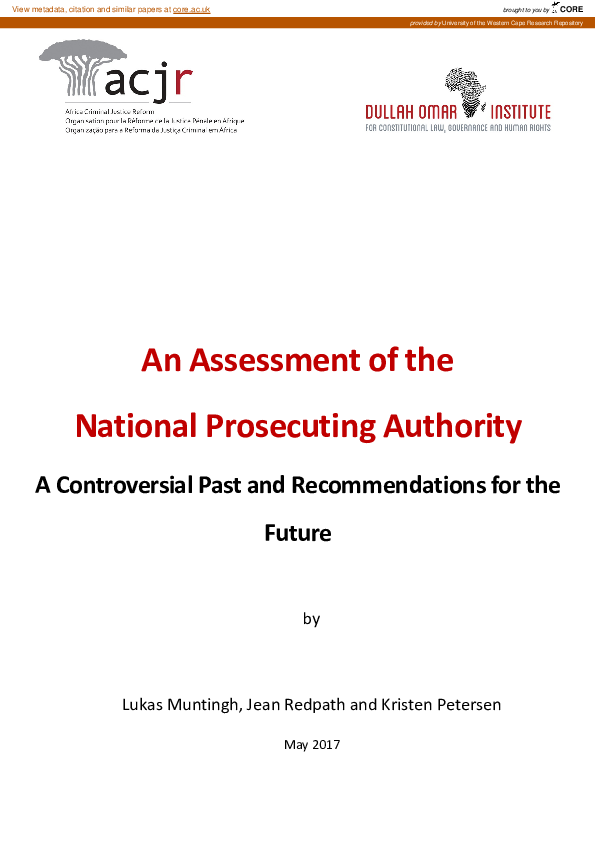(PDF) An Assessment of the National Prosecuting Authority: A ...