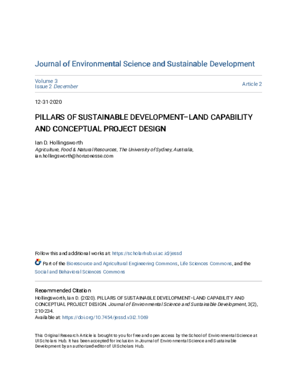 (PDF) Pillars of Sustainable Development–Land Capability and Conceptual ...
