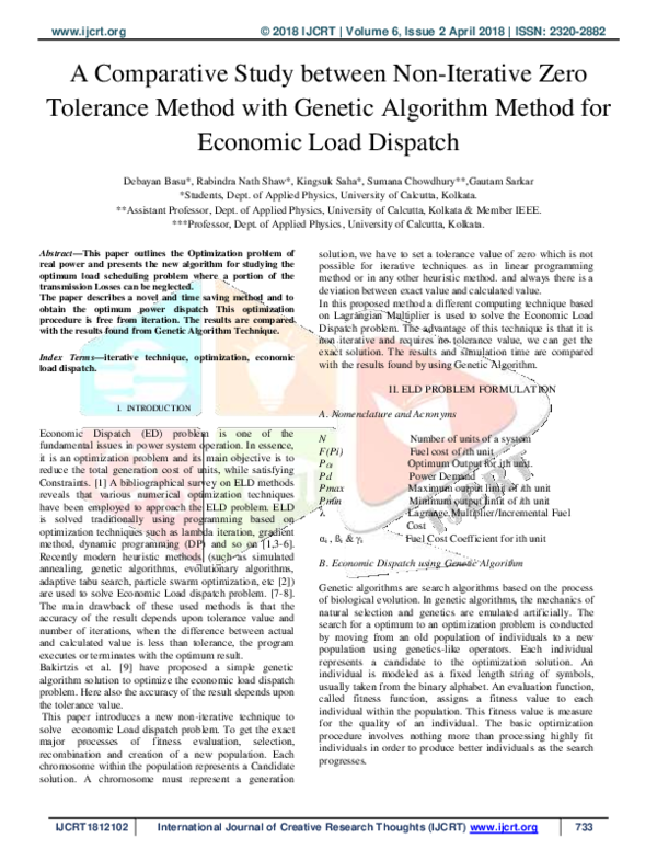(PDF) A Comparative Study between Non-Iterative Zero Tolerance Method with Evolutionary ...