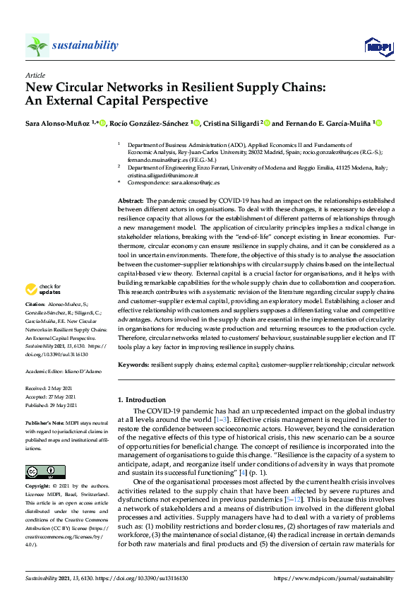 (PDF) New Circular Networks in Resilient Supply Chains: An External ...